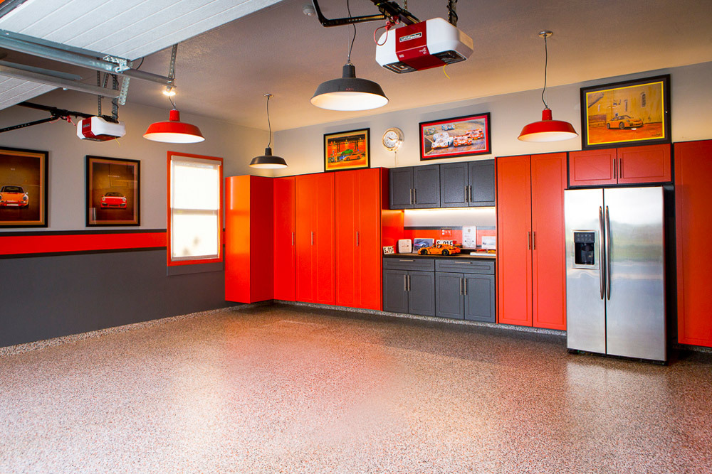 Red garage cabinets store